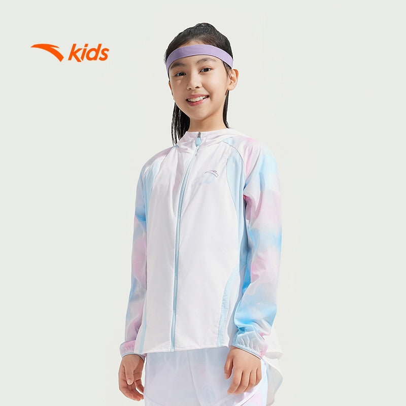 anta kids girls running lightweight woven jacket pure white -3625B5601 ...